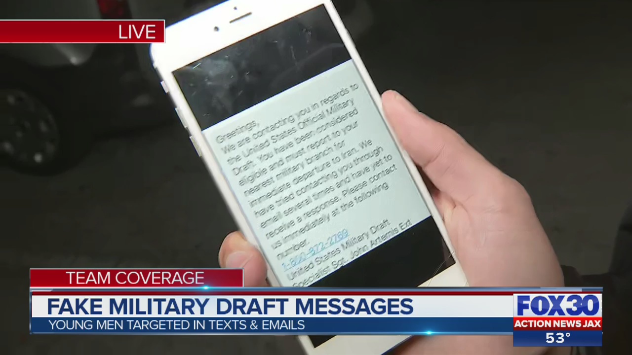 Fake military draft texts, emails sent to men in Jacksonville, across ...