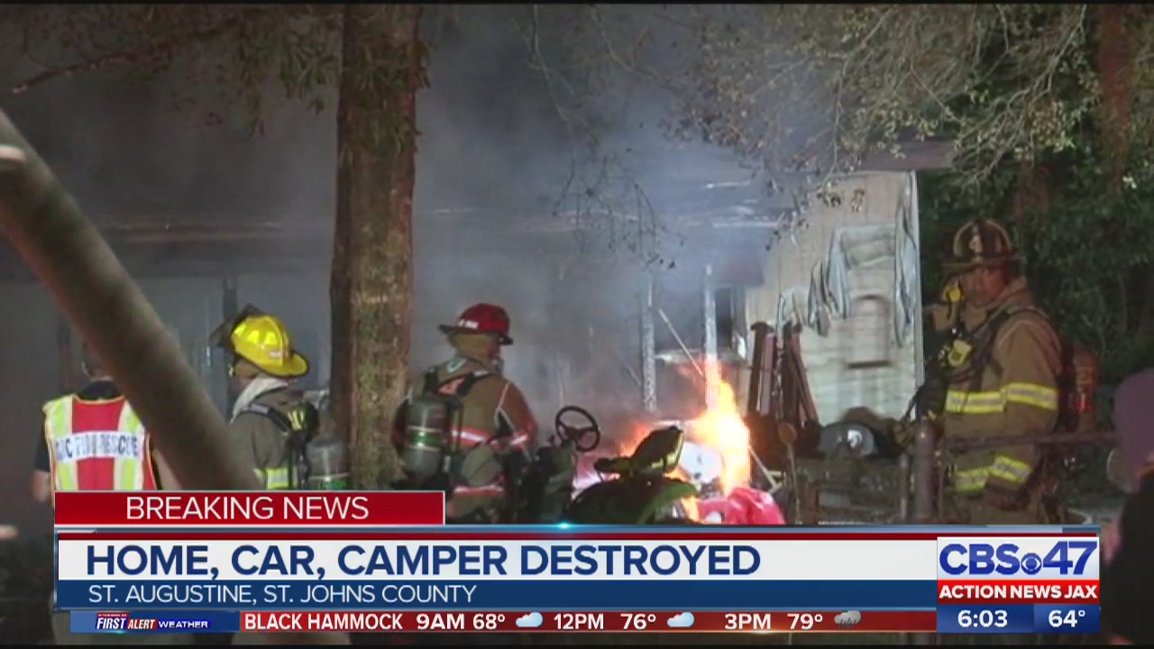 Overnight fire in St. Augustine destroys home, car and camper – Action ...