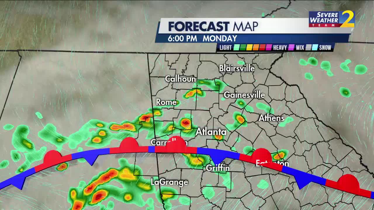 Happening Now: Rain, thunderstorms moving through north Georgia