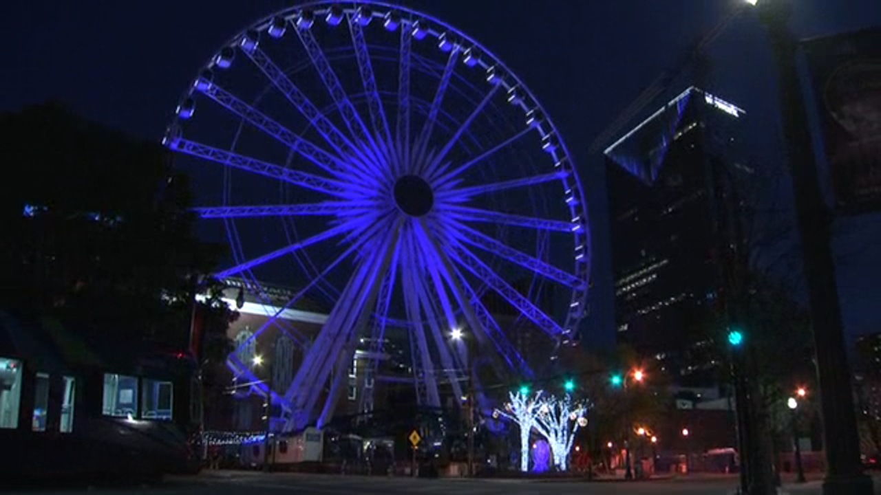 Atlanta buildings light up night skies in blue to support frontline ...