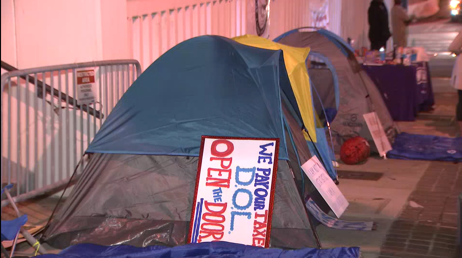 ‘We’re going to be sleeping on the streets’: Group gathers to protest ...