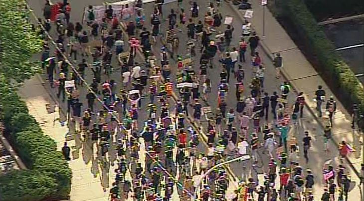 As many as 250 protesters blocked traffic in East Liberty for some time ...