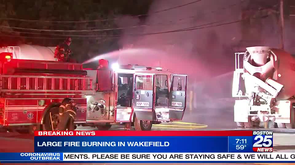 Firefighters knock down 5-alarm fire at cement facility in Wakefield ...