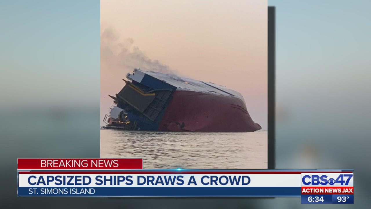 Glynn County locals in disbelief over overturned cargo ship