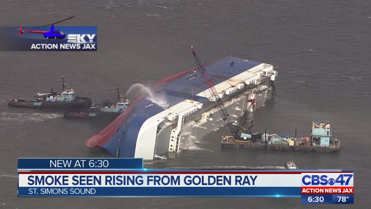 Smoke coming from Golden Ray cargo ship, Coast Guard says – Action News Jax