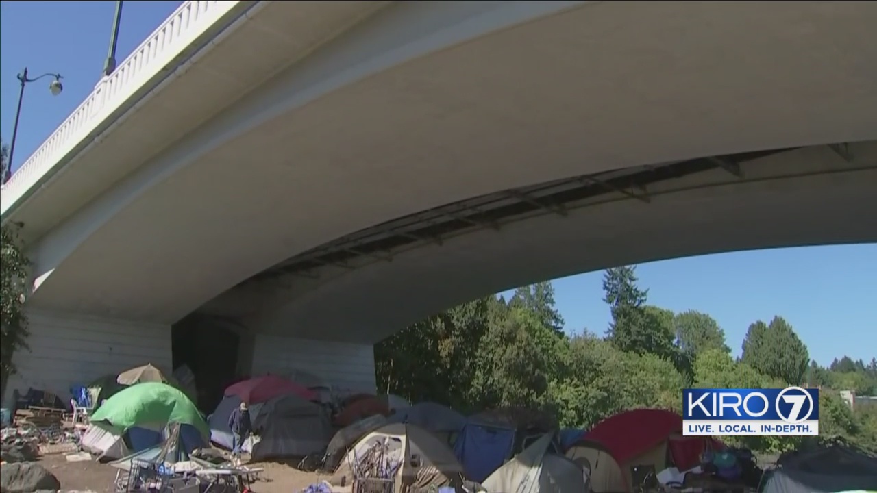 Olympia plans to clear homeless camp under bridge – KIRO 7 News Seattle
