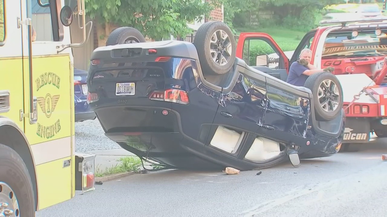 1 injured when SUV ends up on roof during hit-and-run