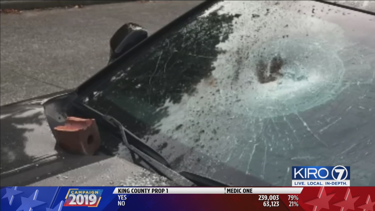 Bricks, rocks thrown at cars across West Seattle – KIRO 7 News Seattle