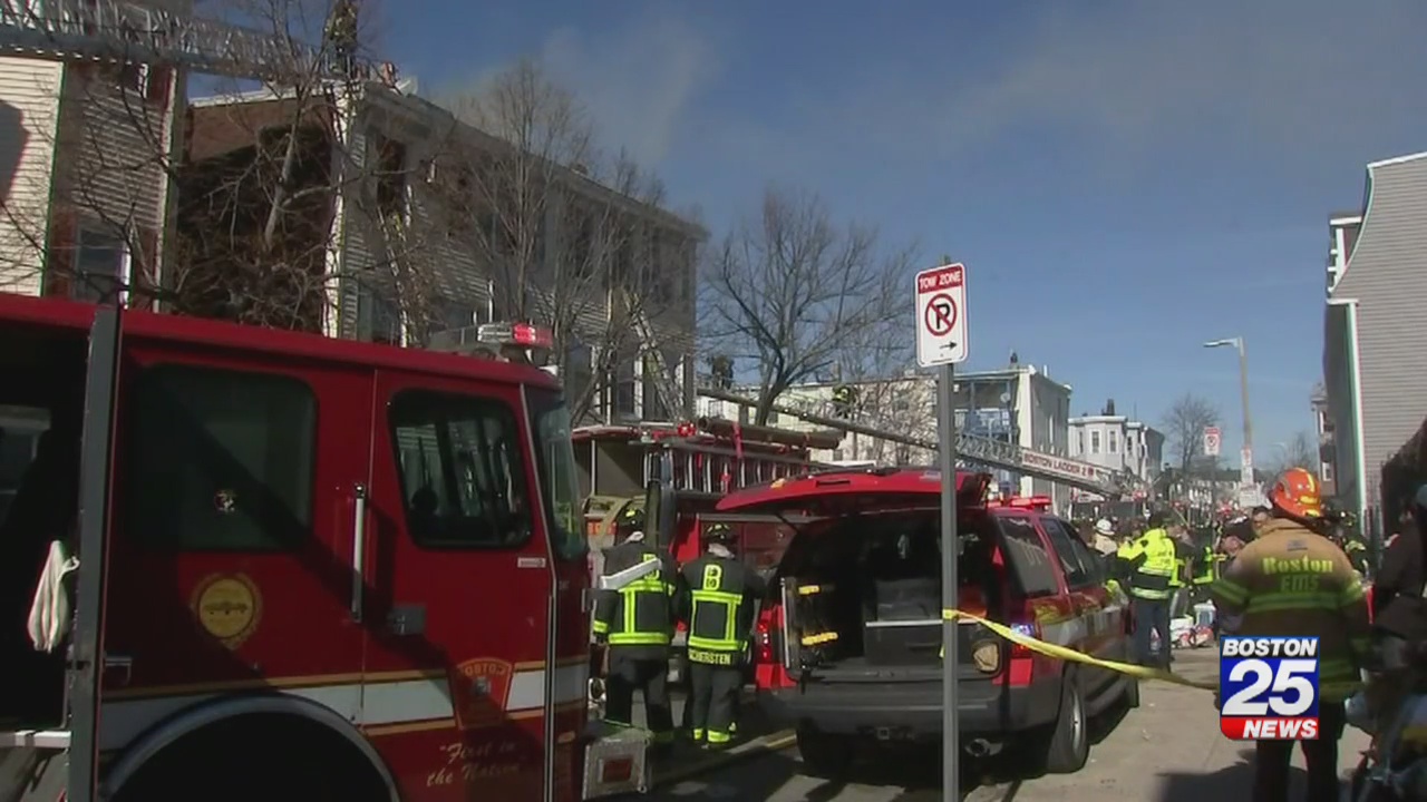 Firefighter, mother and 3 children taken to hospital after East Boston fire