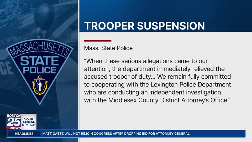 Mass State Police Logo Mass. State Police Trooper Facing Domestic