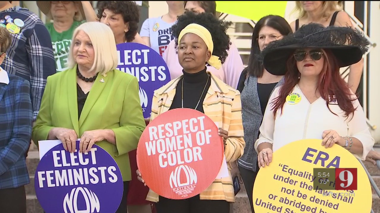 Women's rights groups rally for better wages, equal rights outside ...