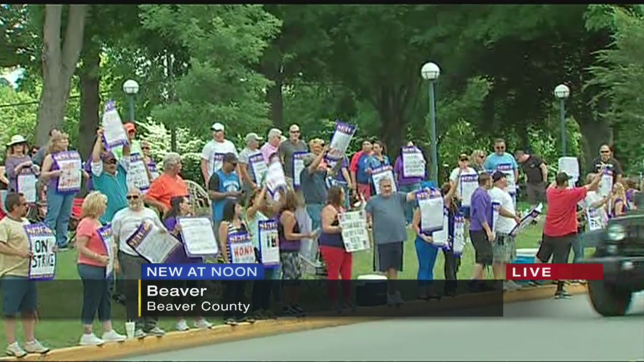 Dozens of Beaver County workers strike outside of courthouse
